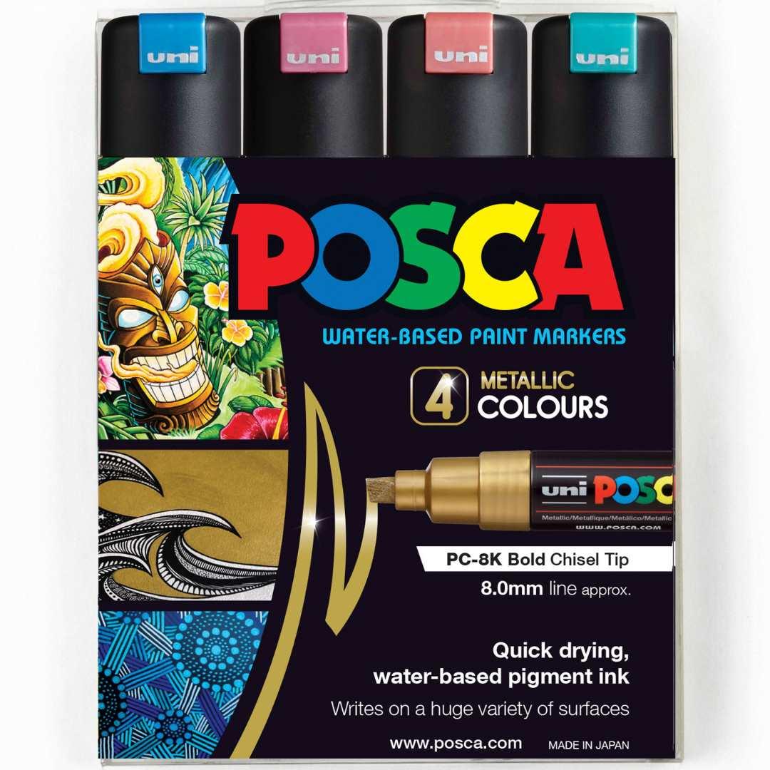 POSCA PC8K Paint Marking Pen - METALLIC COLOURS - 4 Pack – Colourverse